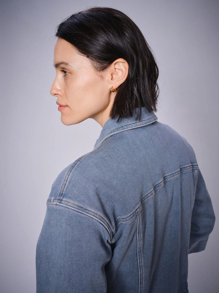 Mos Mosh Penn Ice Rivet Jacket in Ice Blue – blue Saffron Walden