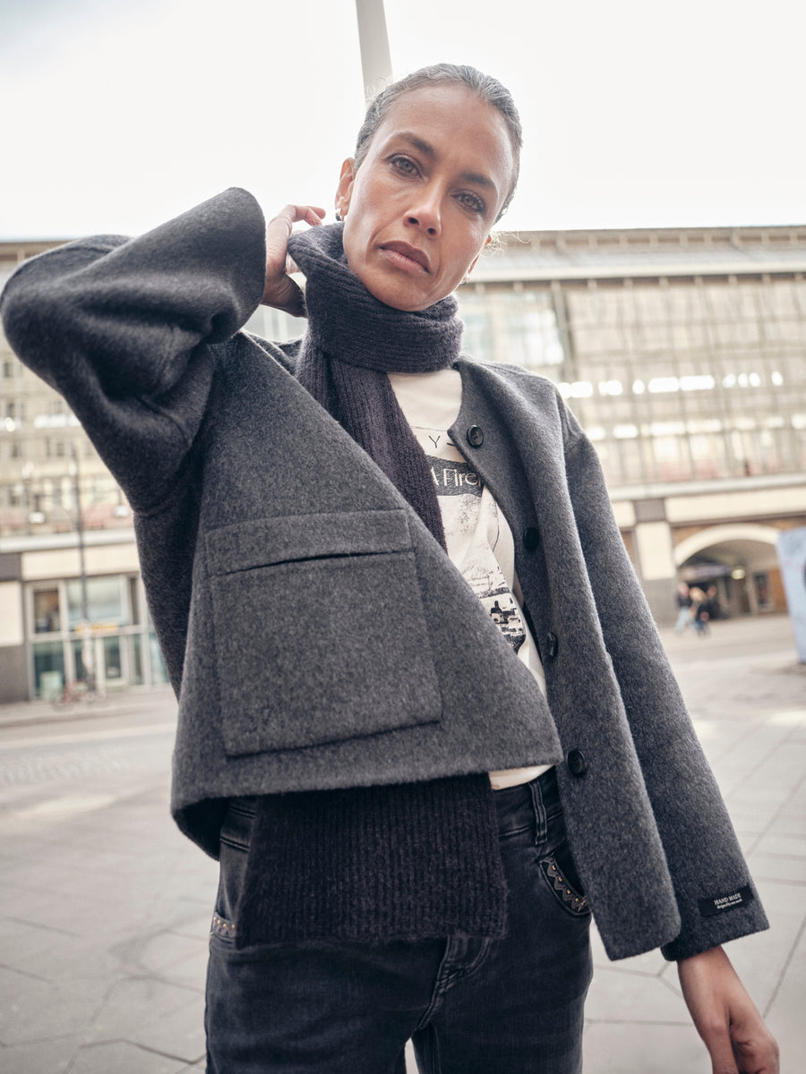 Mos Mosh Maria Loisa Wool Jacket in Phantom – blue Saffron Walden