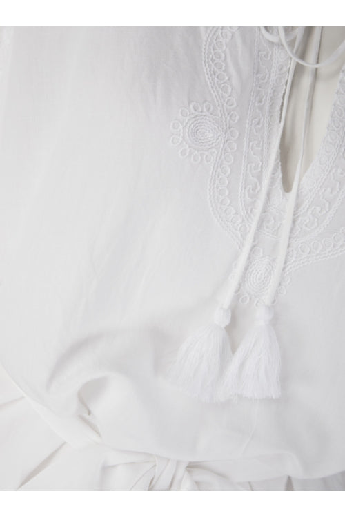 Pranella Carla Dress in White – blue Saffron Walden