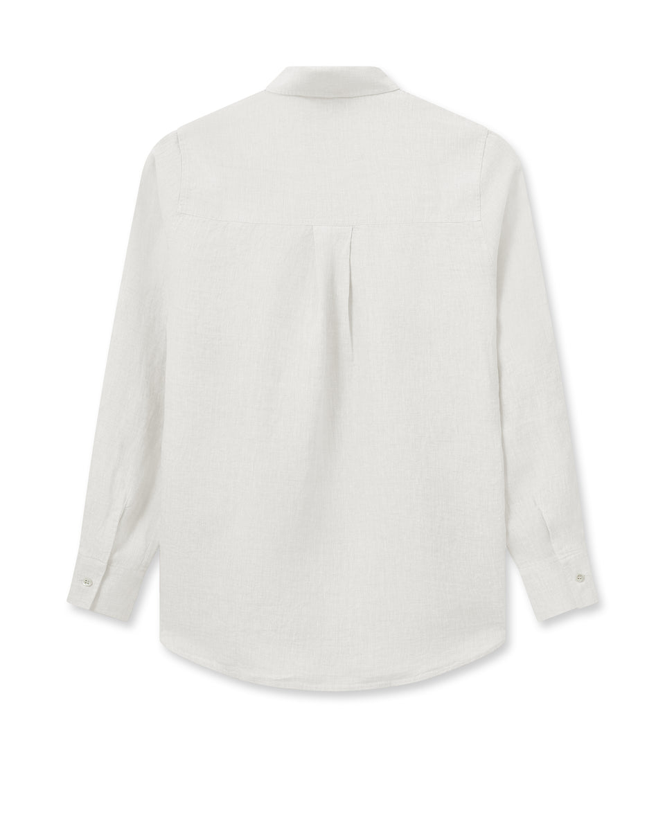 Mos Mosh Karli Linen Shirt in White – blue Saffron Walden