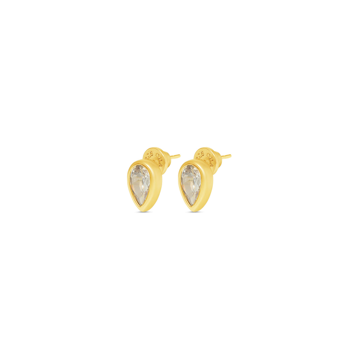 Talis Chains Pear Drop Stud Earrings in Mini CZ – blue Saffron Walden